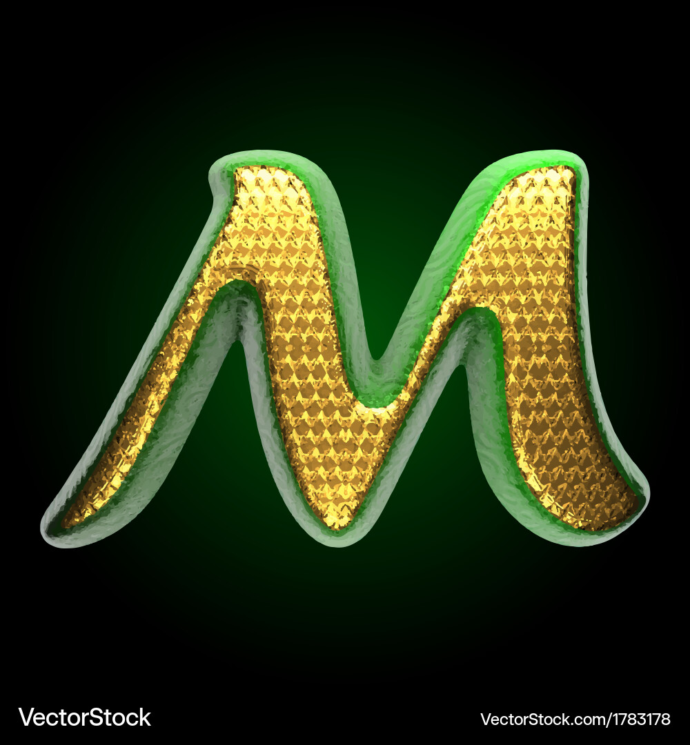 Golden and green letter m Royalty Free Vector Image