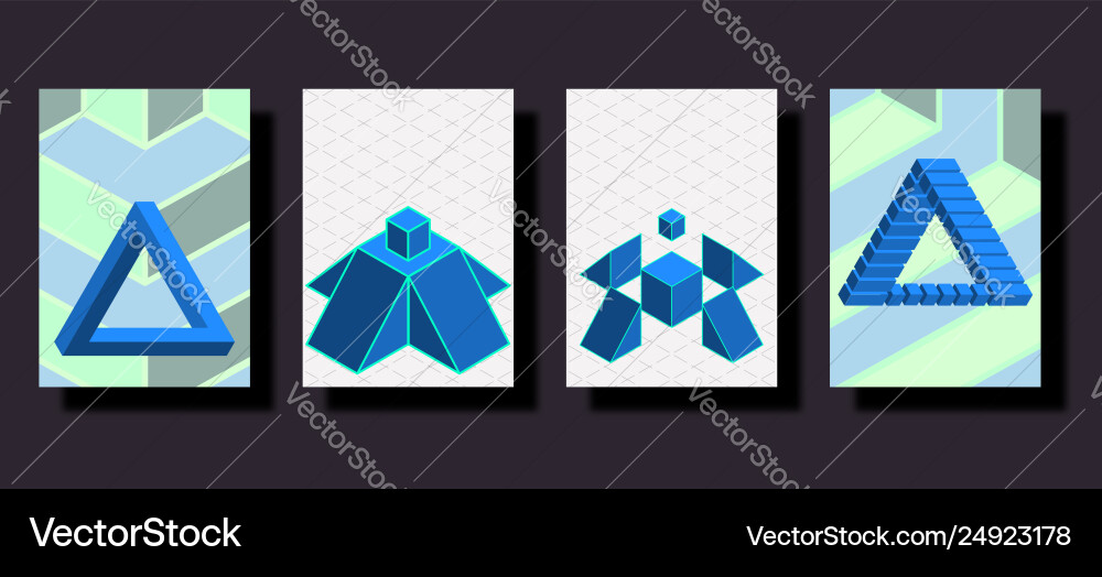 Isometric modern cover design in blue tones Vector Image