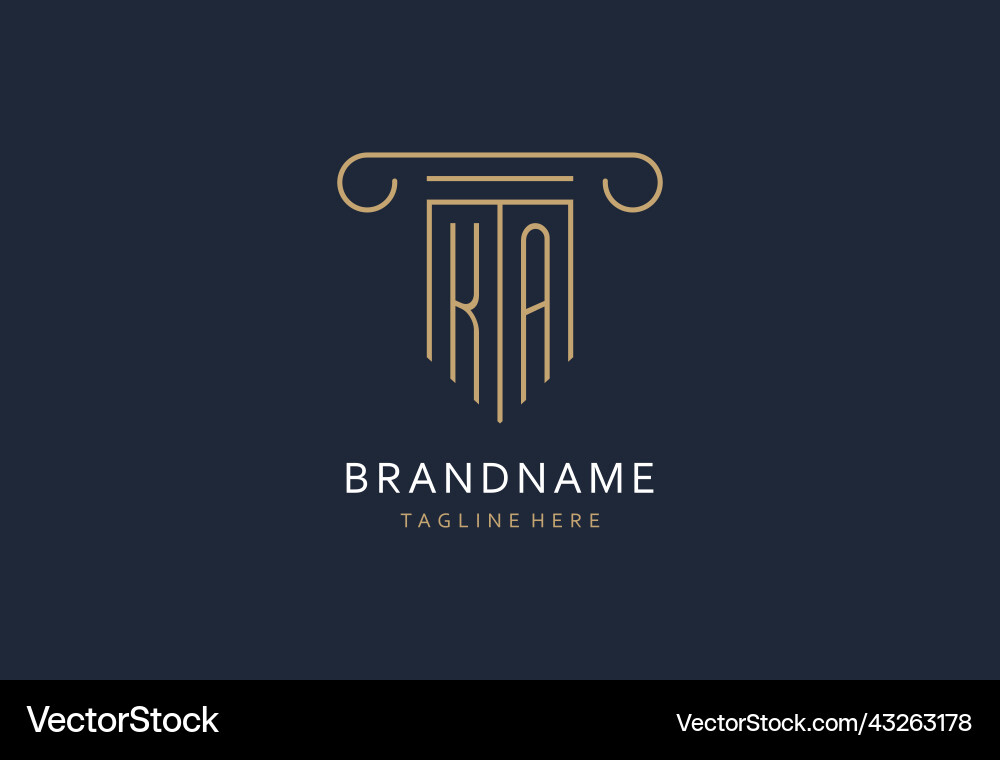 Ka initial with pillar shape logo design creative Vector Image