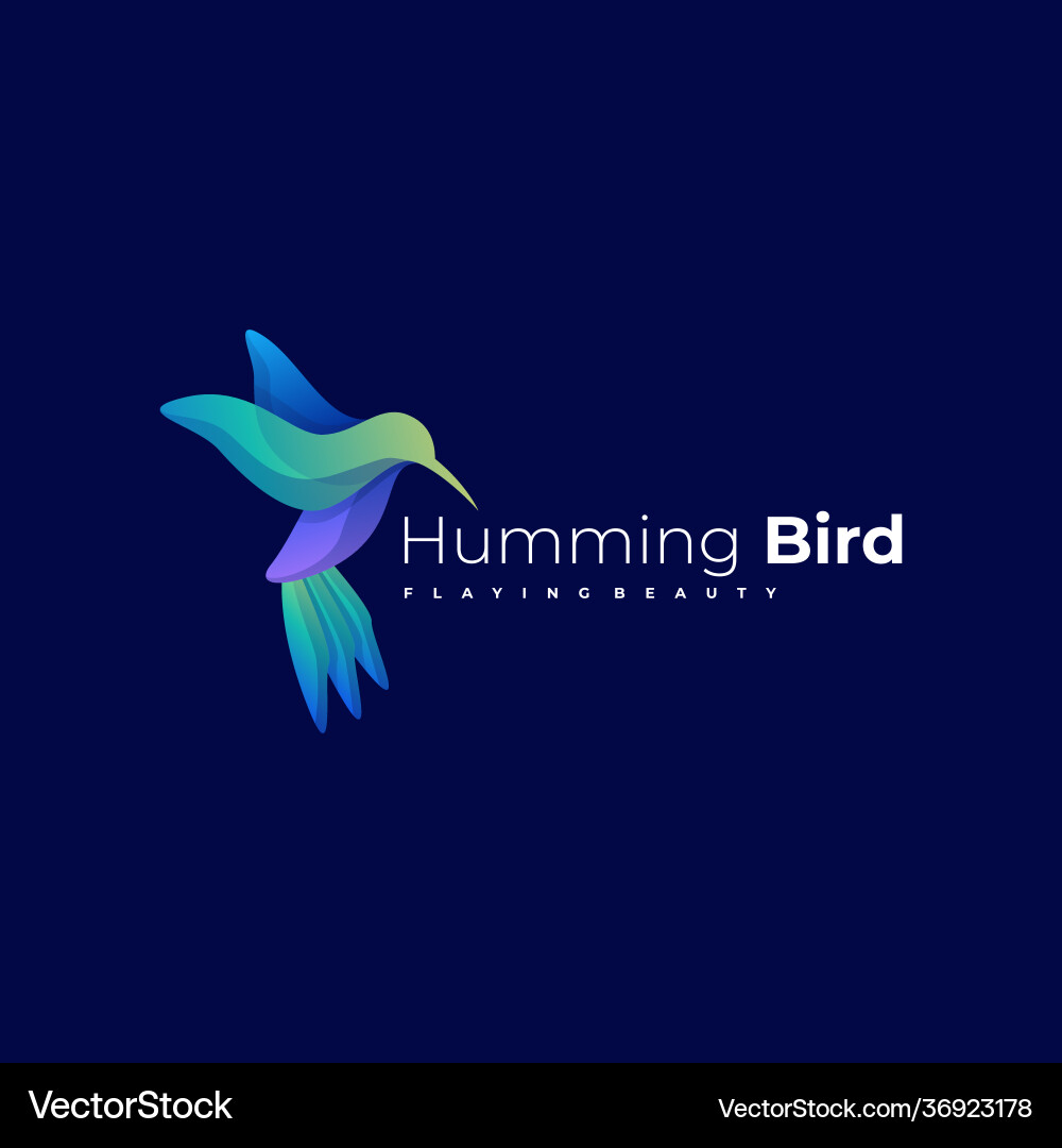 Logo humming bird gradient colorful style Vector Image