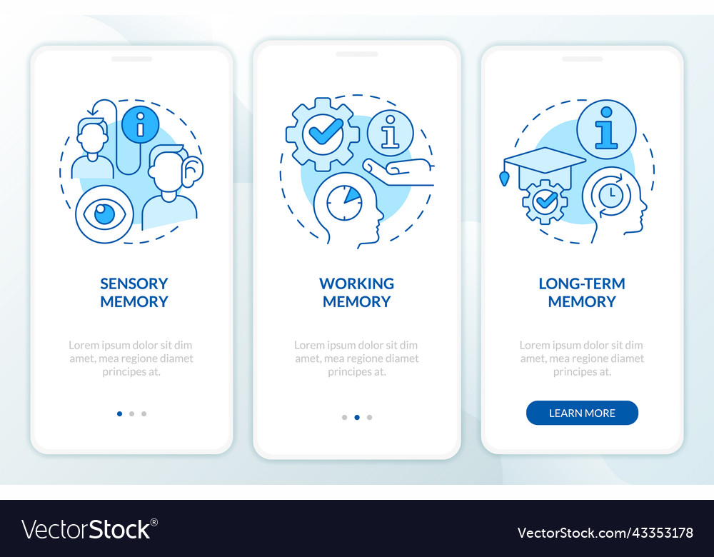 Memory and microlearning blue onboarding mobile Vector Image Memory and microlearning blue onboarding mobile Vector Image