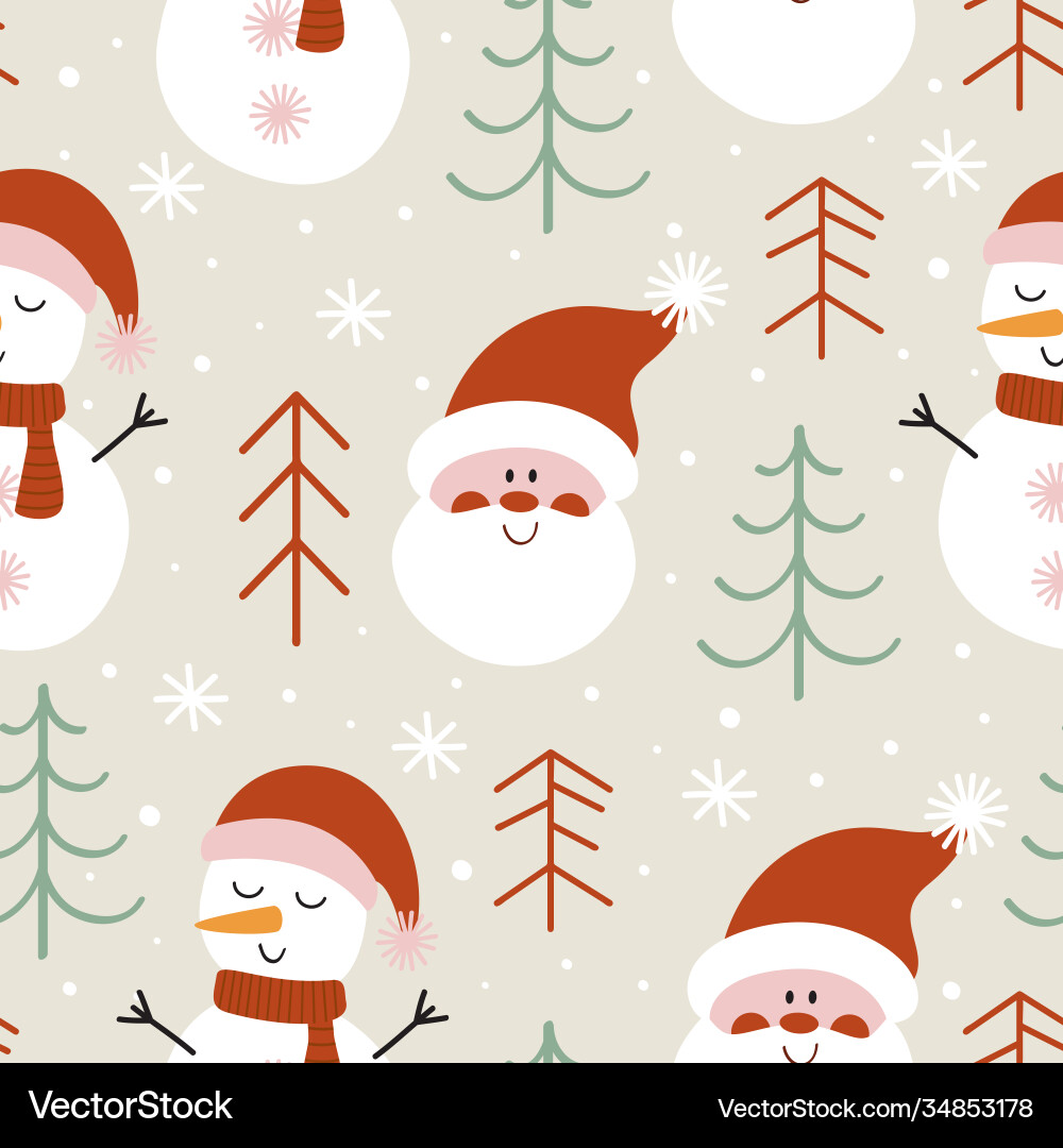 Seamless pattern with santa claus and snowman Vector Image