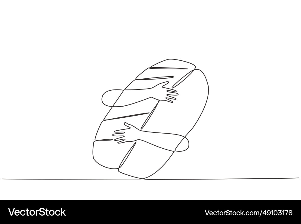 Single one line drawing of human hands hugging Vector Image