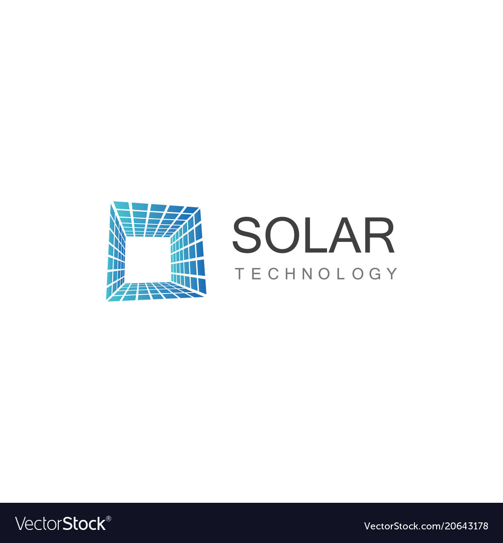 Square solar technology logo Royalty Free Vector Image