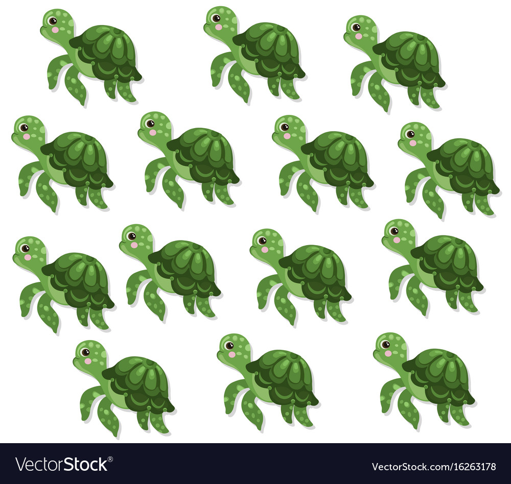 Turtle pattern background cute cartoon Royalty Free Vector