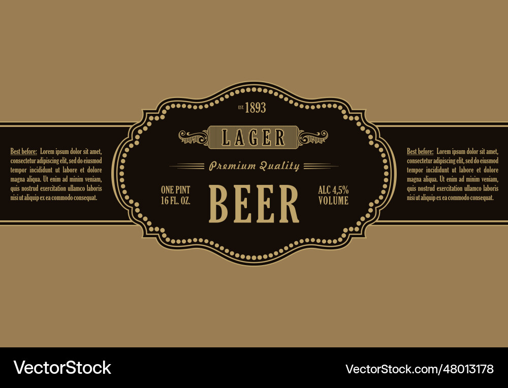 Vintage frame label gold sticker bottle beer Vector Image