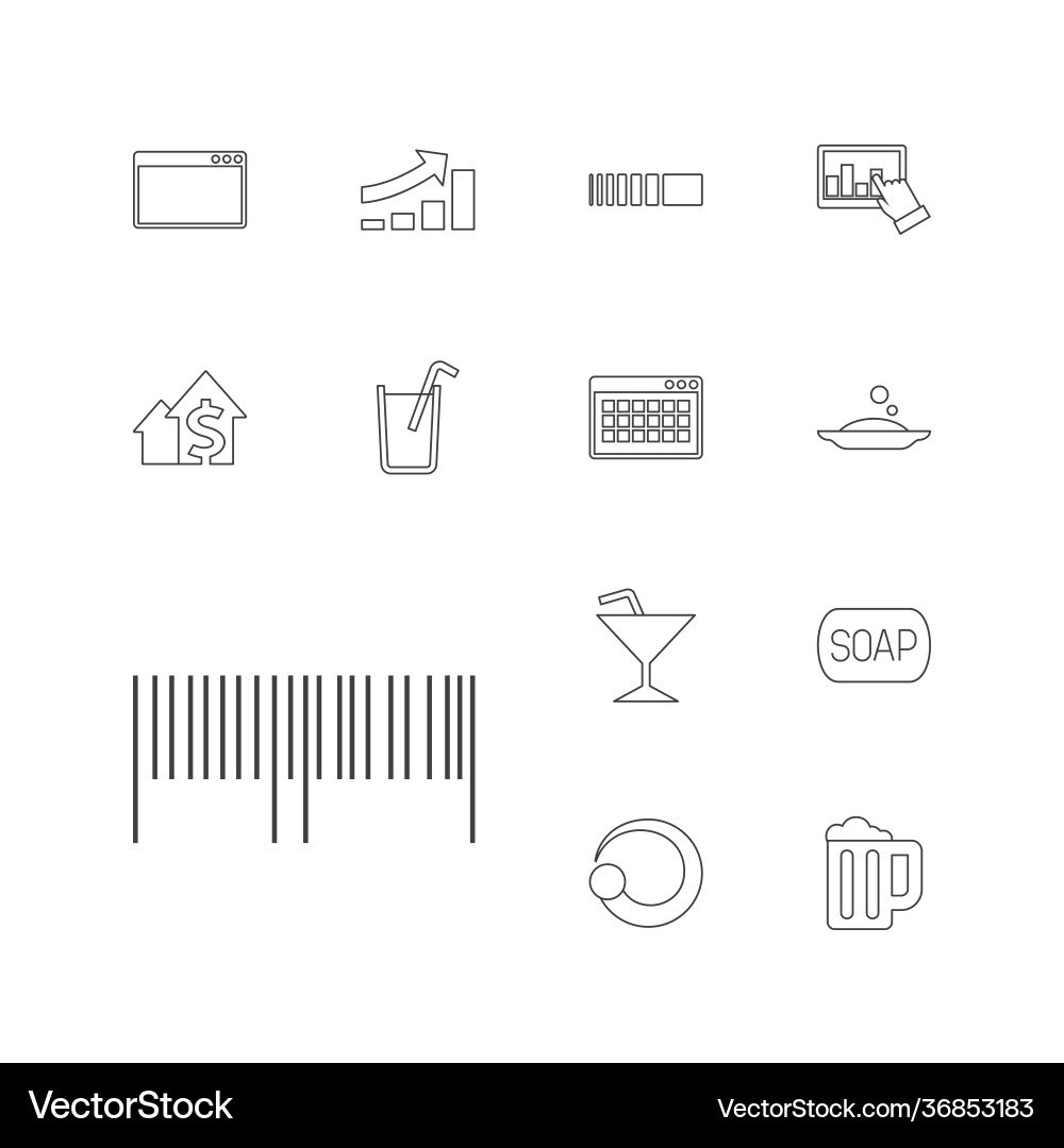 13 bar icons Royalty Free Vector Image - VectorStock