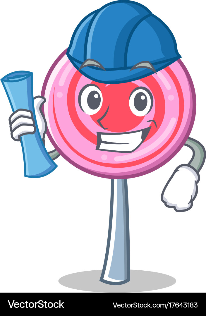 Architect cute lollipop character cartoon Vector Image