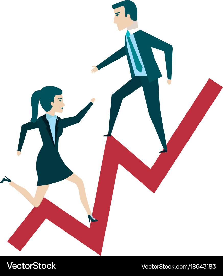 Businesspeople with statistic arrow avatars Vector Image