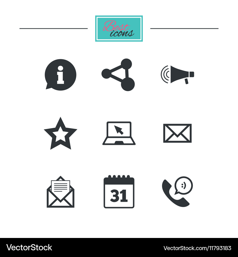 Communication icons contact mail signs Royalty Free Vector