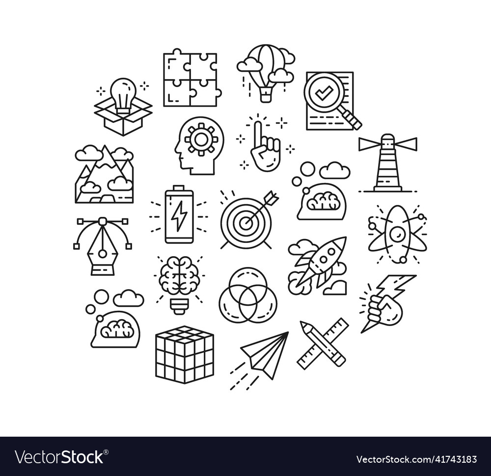 Creative line icon set innovation startup Vector Image