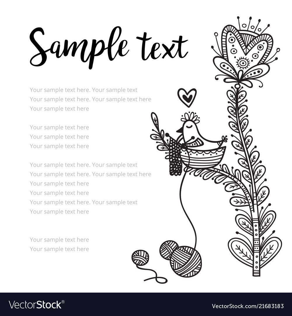 Cute bird in nest knitting boho style banner Vector Image