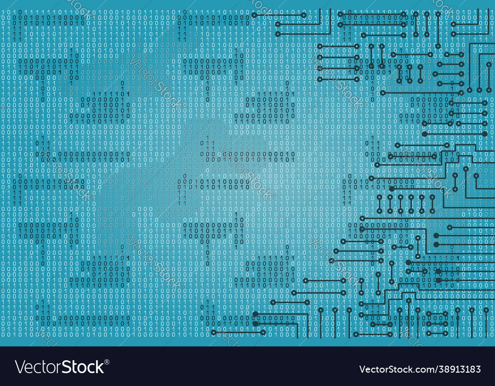 Electronic circuit and binary code Royalty Free Vector Image