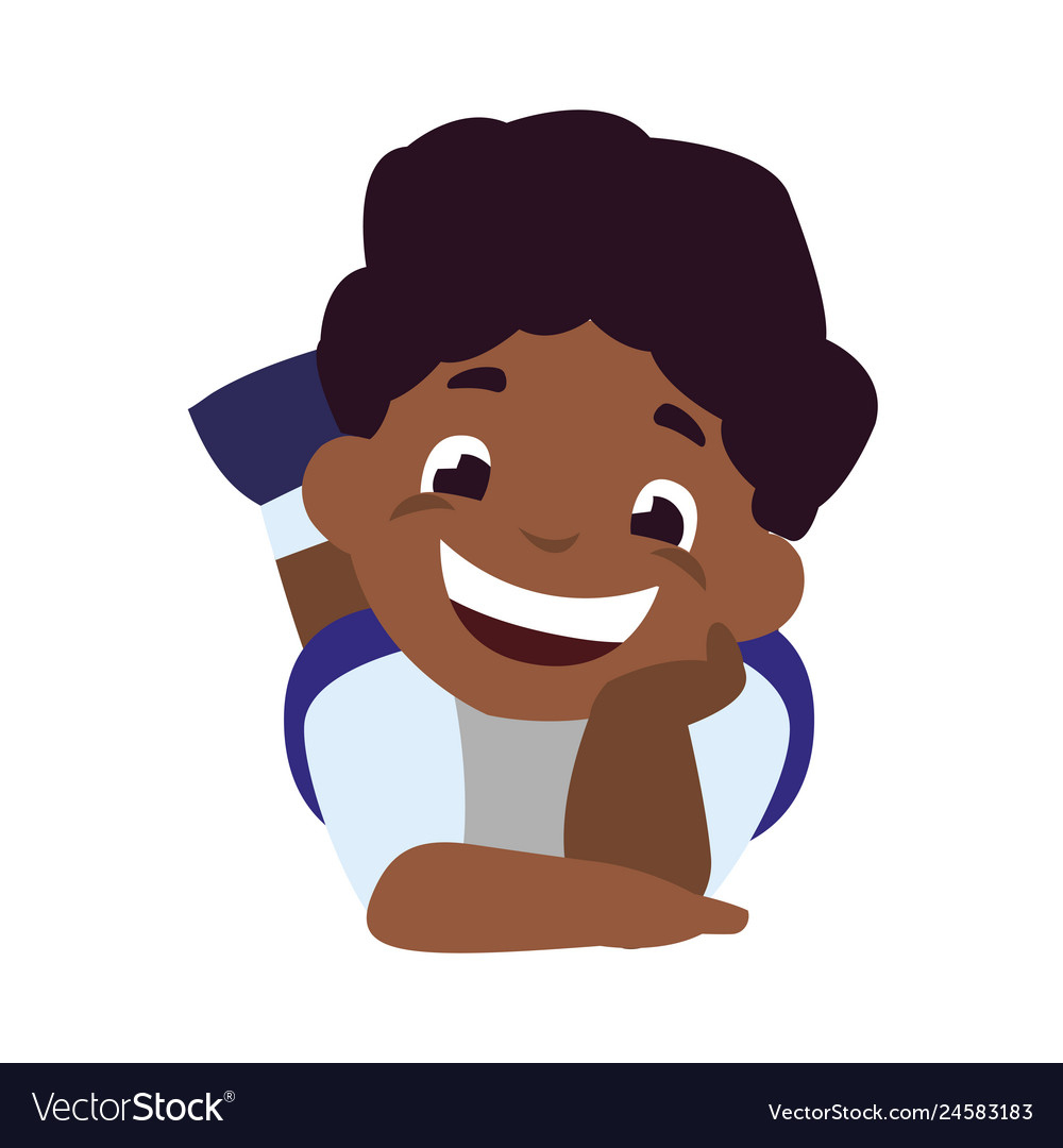 Happy little black boy character Royalty Free Vector Image
