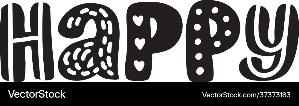 Happy scandinavian hand drawn brush text Vector Image