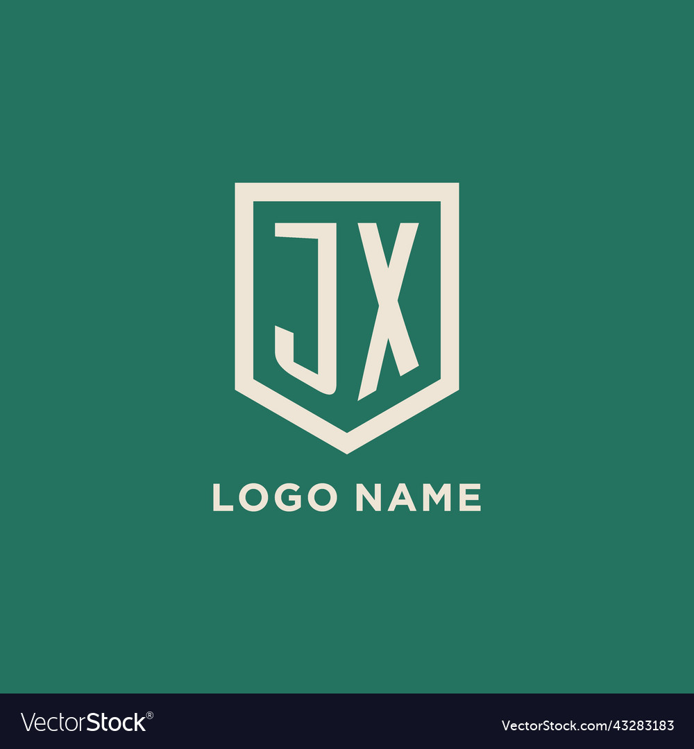 Jx initial logo monogram shield geometric shape Vector Image Jx initial logo monogram shield geometric shape Vector Image