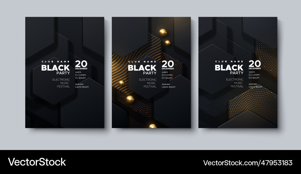 Modern club black party invitation template Vector Image