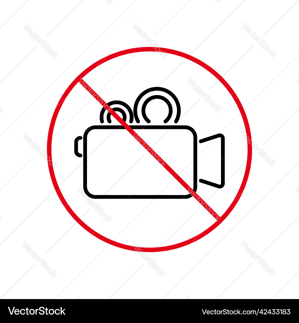 No video camera recording black line ban icon Vector Image