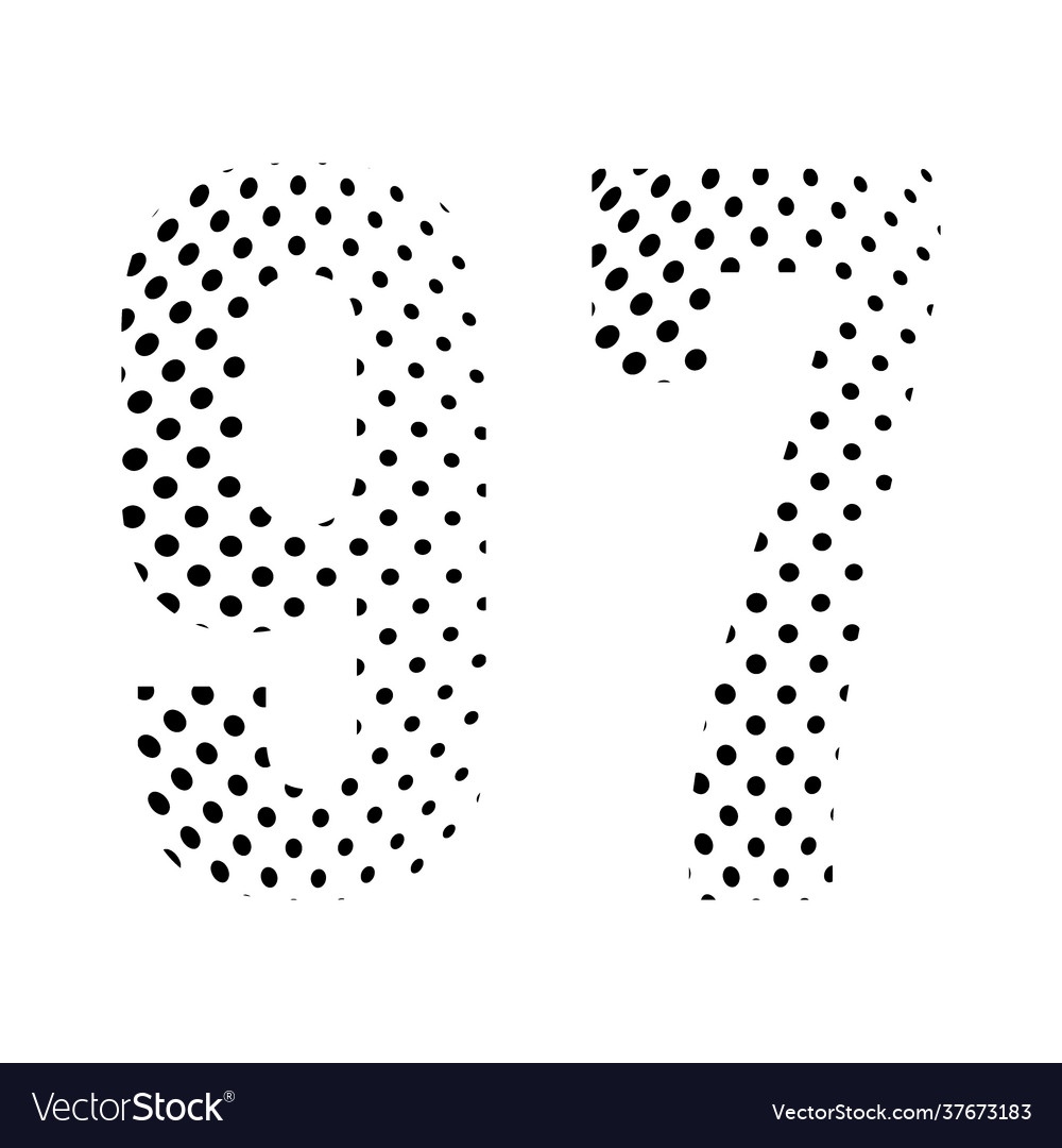 Number ninety-seven 97 in halftone dotted Vector Image