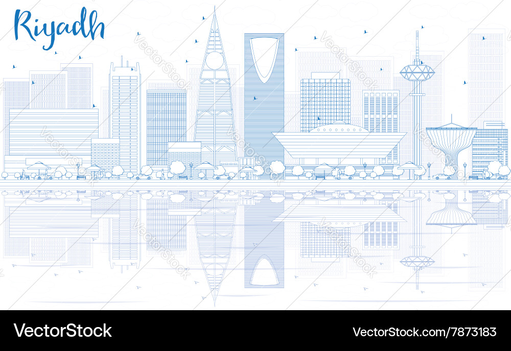 Outline riyadh skyline with blue buildings Vector Image