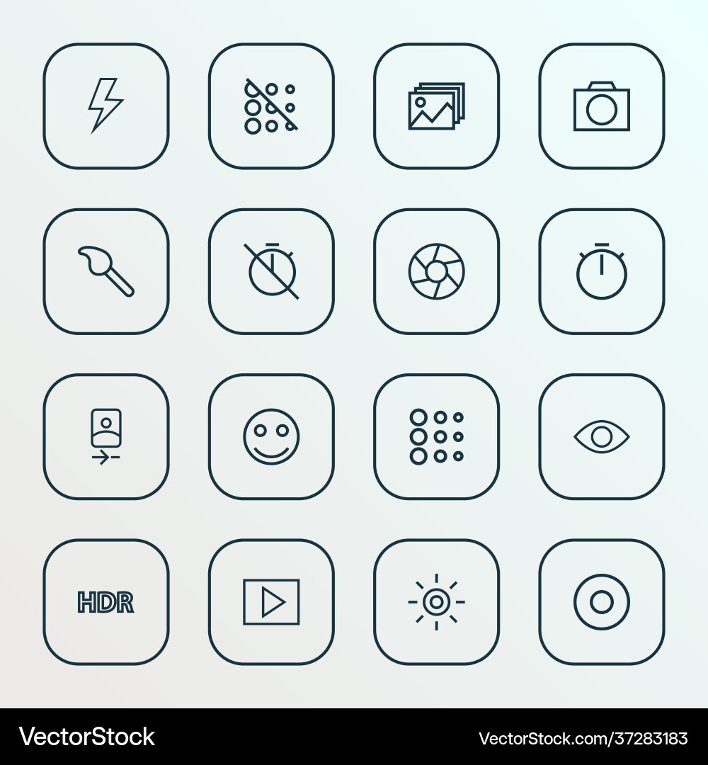 Picture icons line style set with circle Vector Image