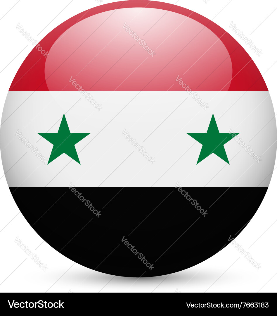 Round glossy icon of syria Royalty Free Vector Image