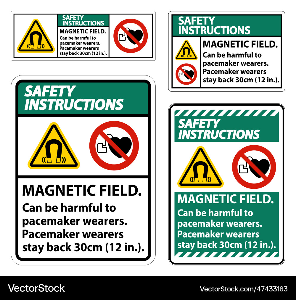 Safety instructions magnetic field can be harmful Vector Image