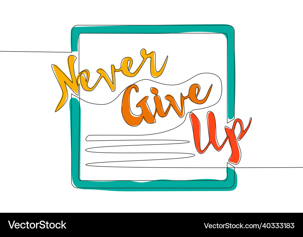 Single continuous line drawing of motivational Vector Image