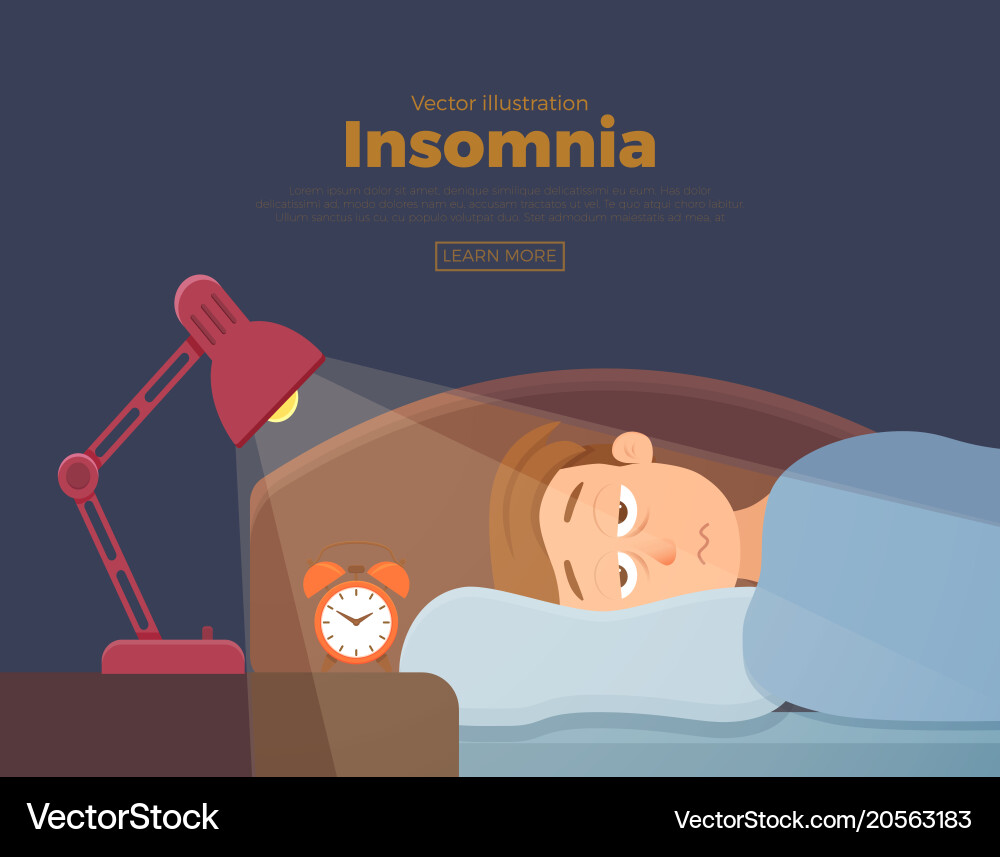 Sleepless man face cartoon character suffers from Vector Image