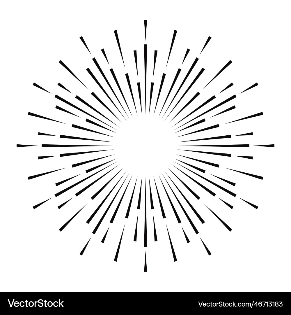 Sunburst hand draw style black color Royalty Free Vector