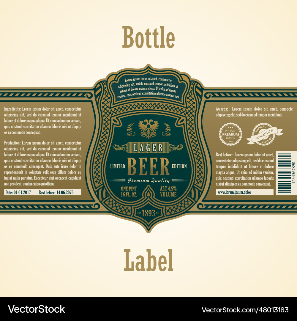 Vintage frame label gold sticker bottle beer Vector Image