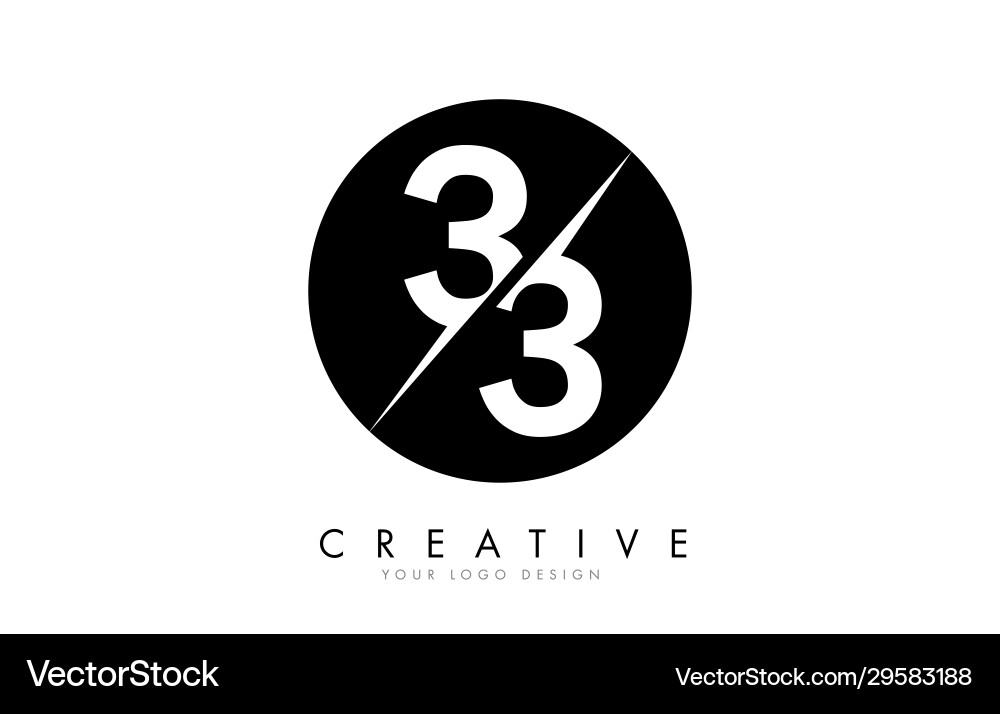 33 3 3 number logo design with a creative cut Vector Image