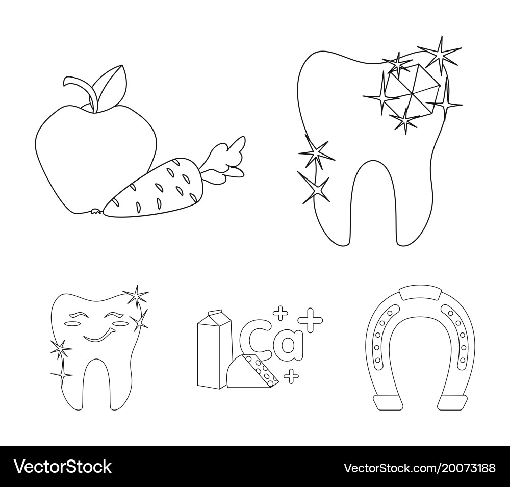 A tooth with brilliant sparkling an apple Vector Image