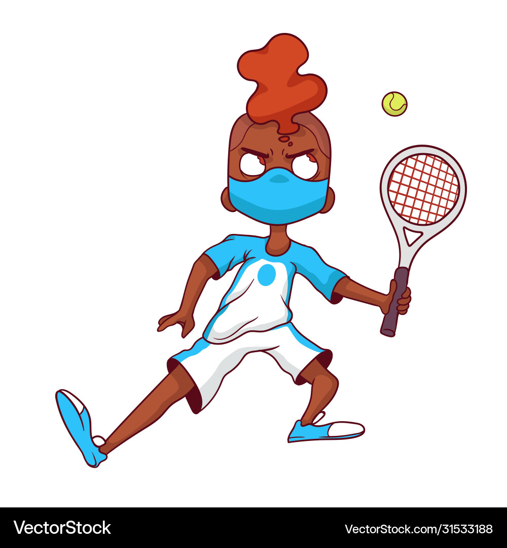 Cartoon style black guy with a mohawk is playing Vector Image