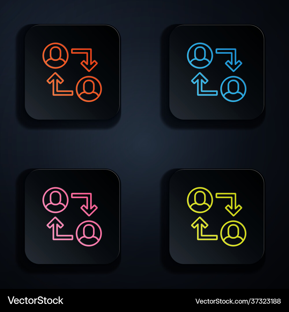 Color neon line project team base icon isolated Vector Image