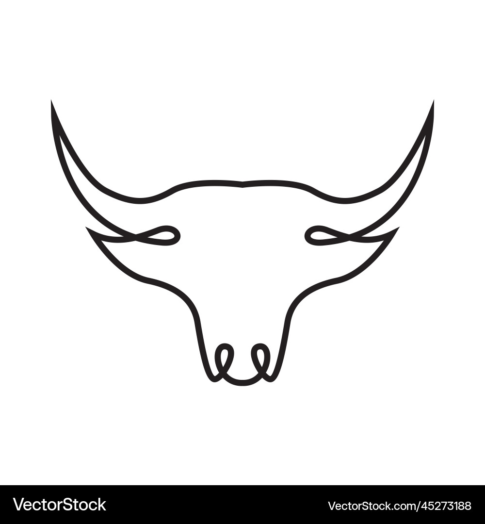 Cow head horn line icon logo Royalty Free Vector Image