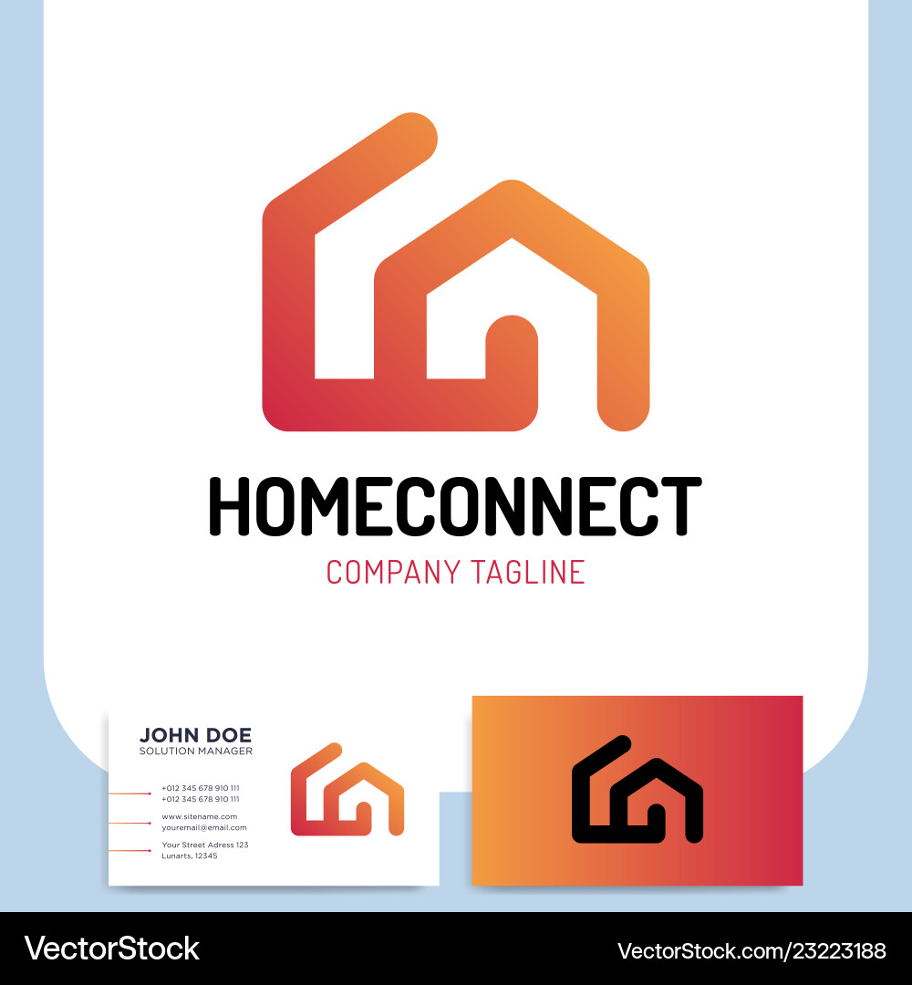 Isolated two line style home connect logo Vector Image