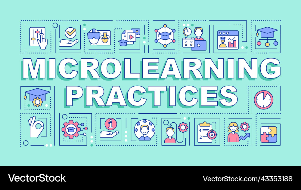 Microlearning practices word concepts mint banner Vector Image
