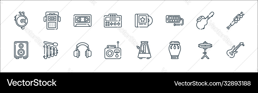 Music line icons linear set quality line set Vector Image