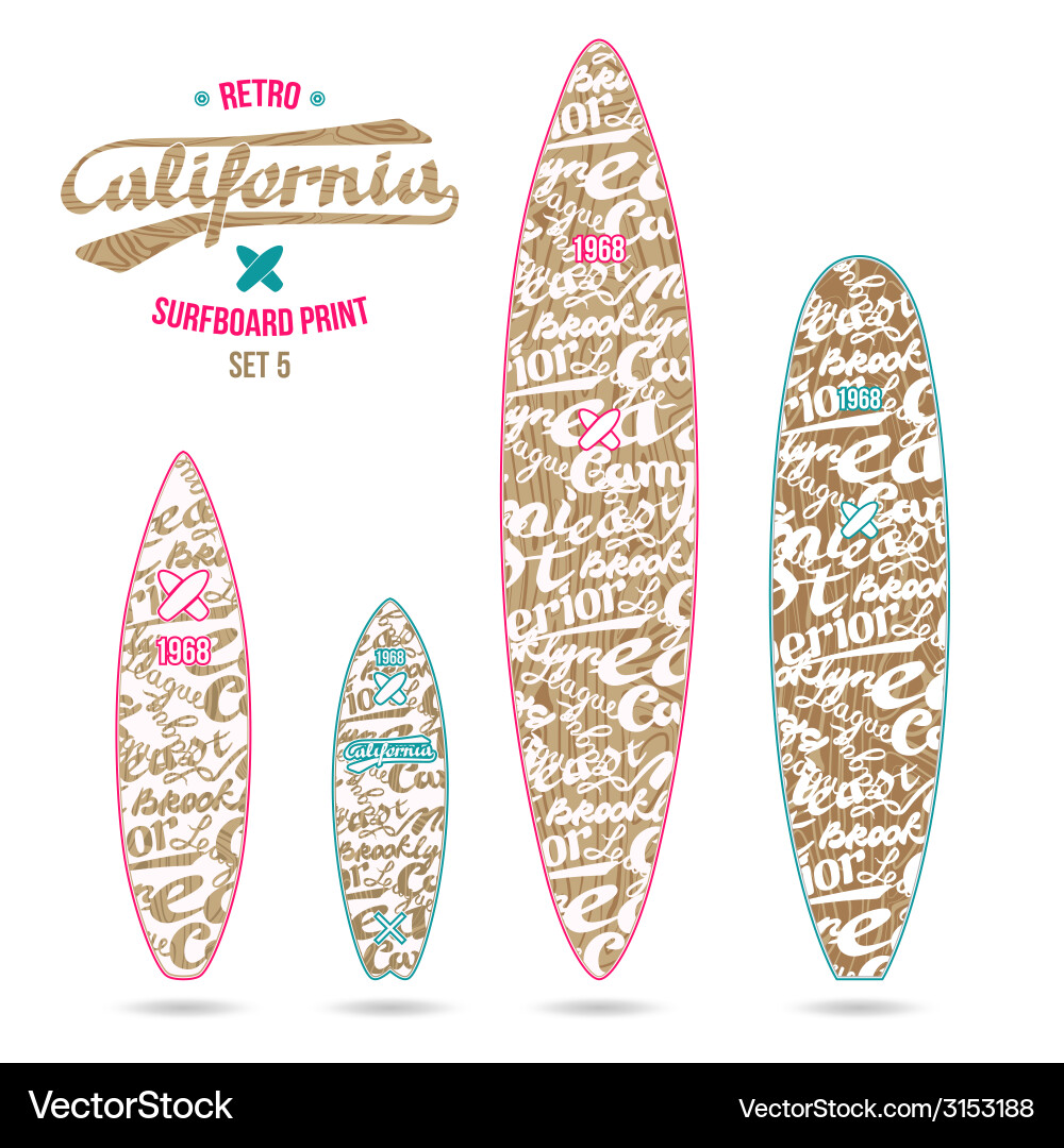 Retro vintage prints for surfboards Royalty Free Vector