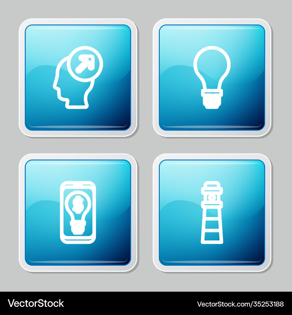 Set line head hunting concept light bulb Vector Image