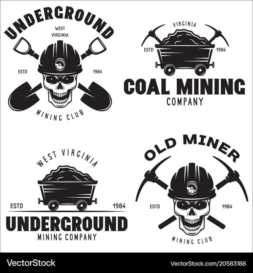 Set of mining or construction logos badges Vector Image