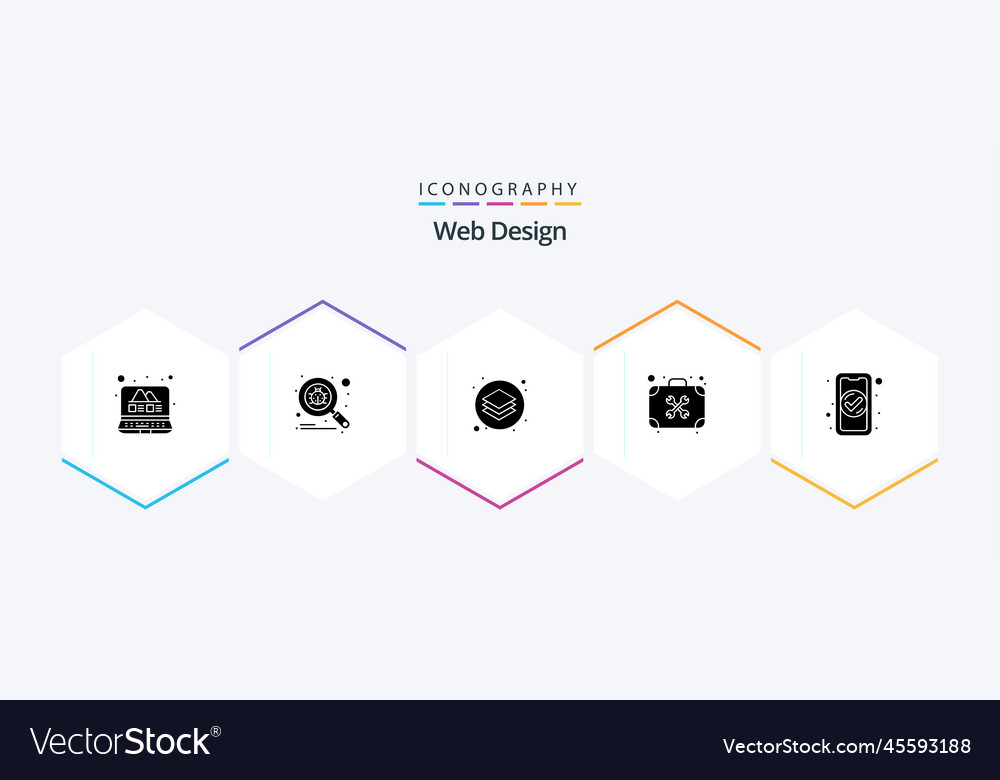 Web design 25 glyph icon pack including work tool Vector Image