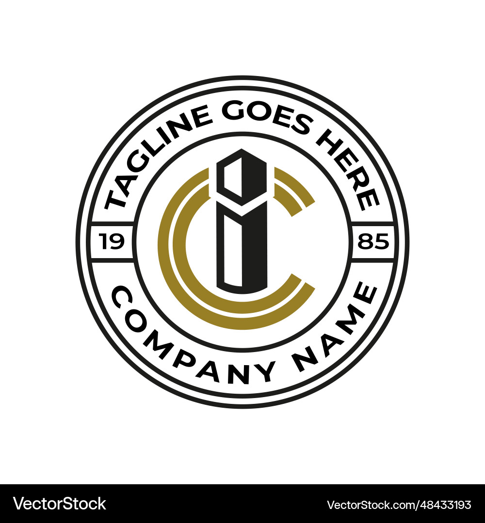Alphabet letter monogram logo simple ci symbol Vector Image