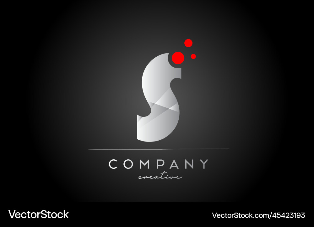Black s alphabet letter logo icon with red dot Vector Image