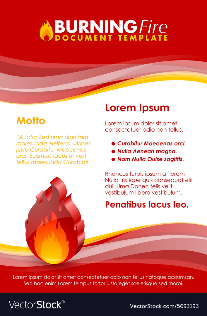 Burning fire document template Royalty Free Vector Image