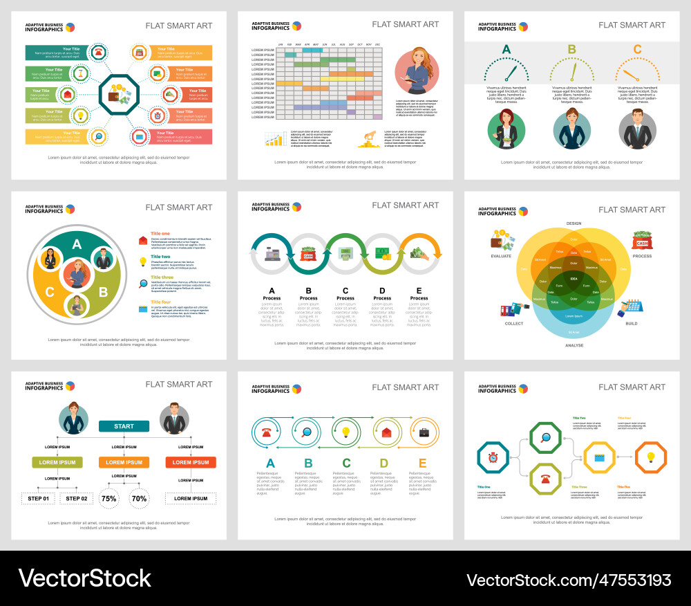 Colorful planning and strategy concept infographic