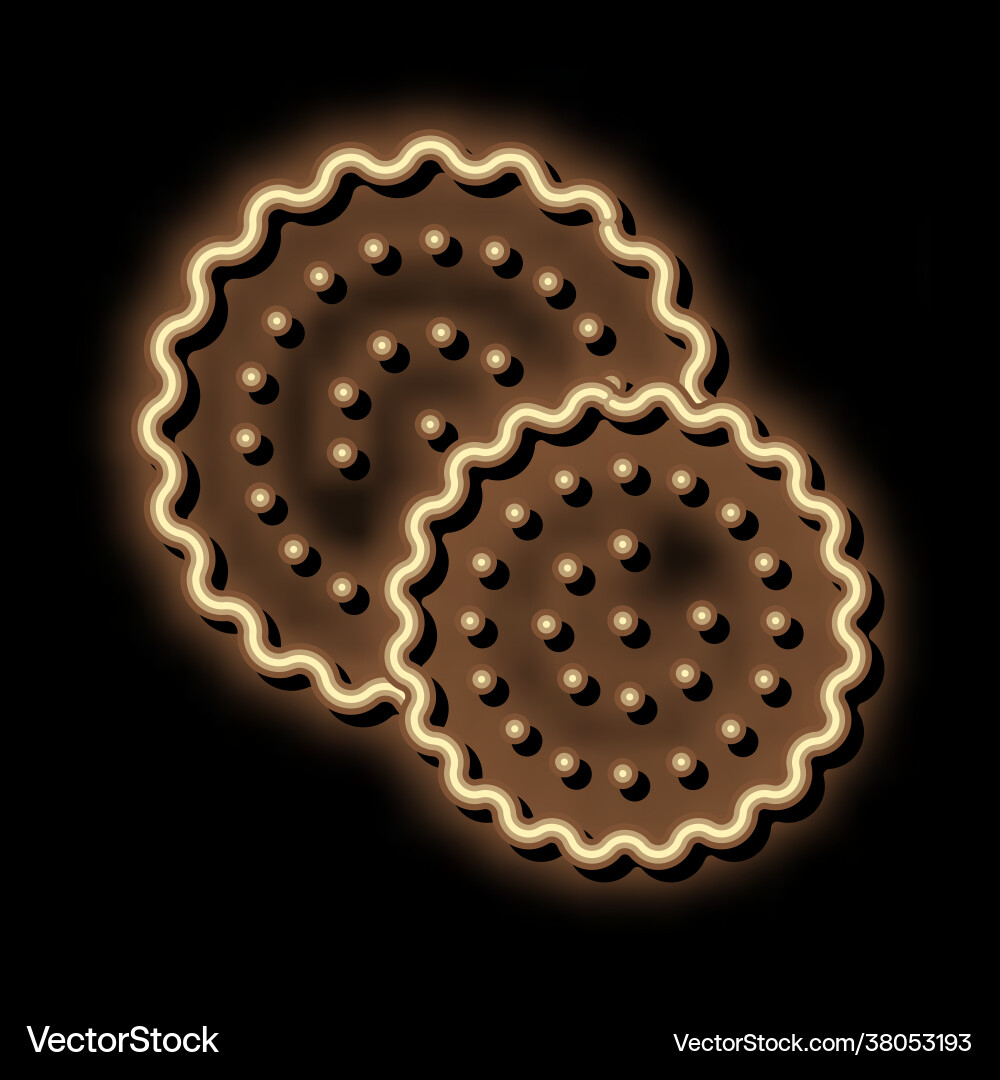 Cookies breakfast snack neon glow icon Royalty Free Vector