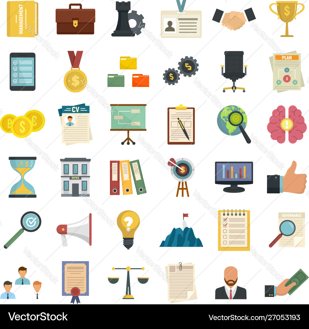 Corporate governance icons set flat style Vector Image