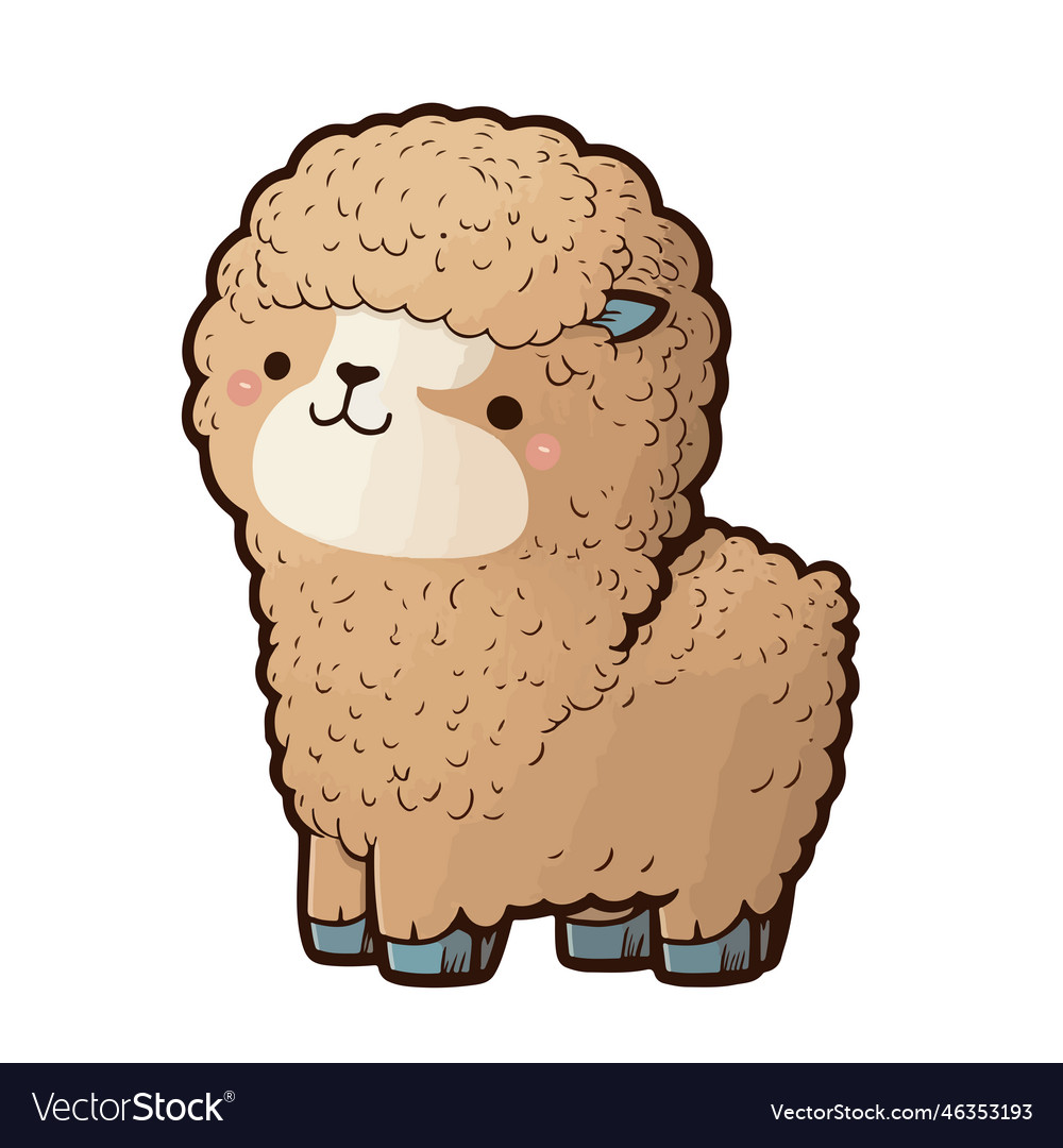 Cute alpaca cartoon style Royalty Free Vector Image